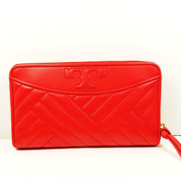 Tory Burch | Bags | Tory Burch Alexa Poppy Orange Quilted Leather Zip ...